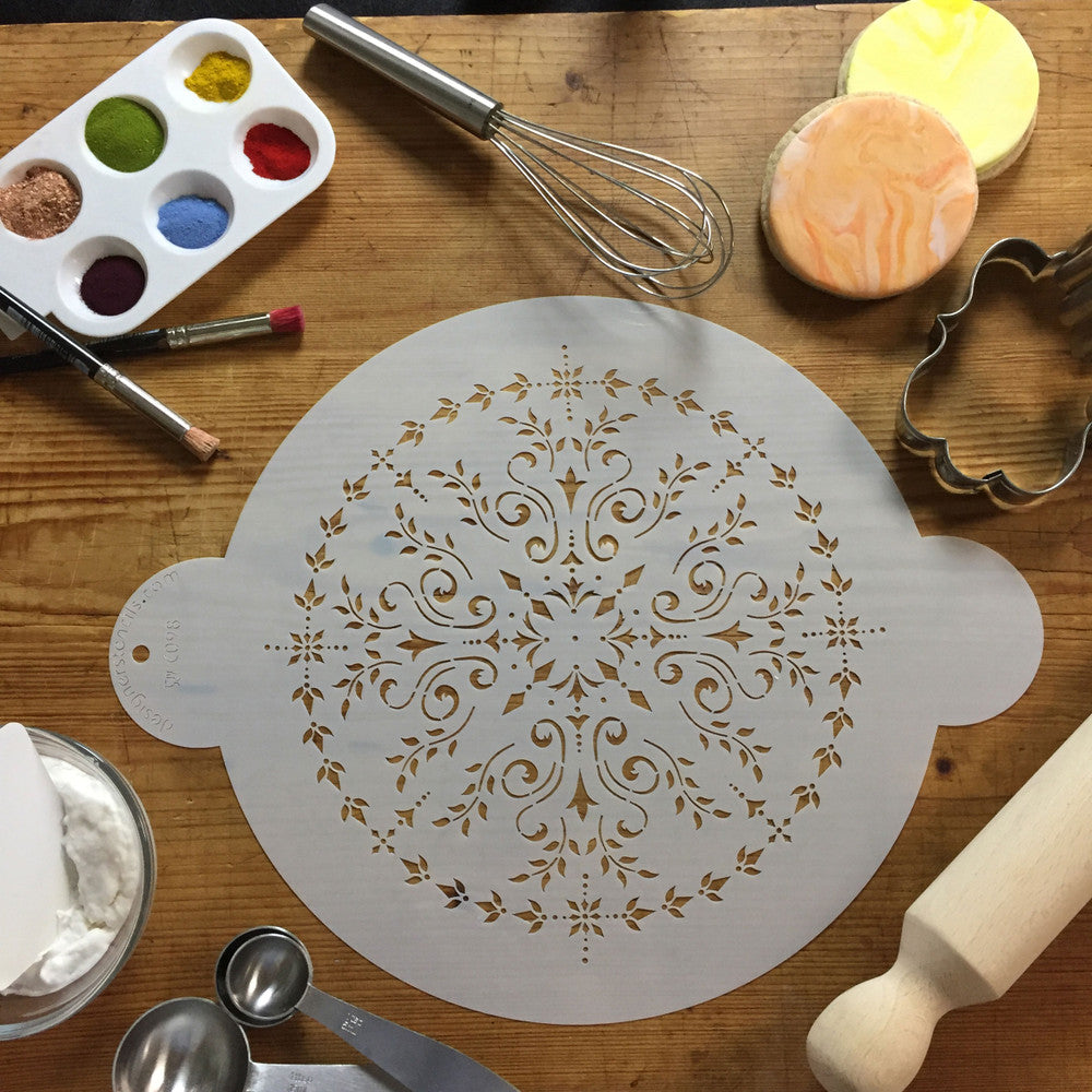 Medallion Round Cake Stencil Top by Designer Stencils - Confection ...