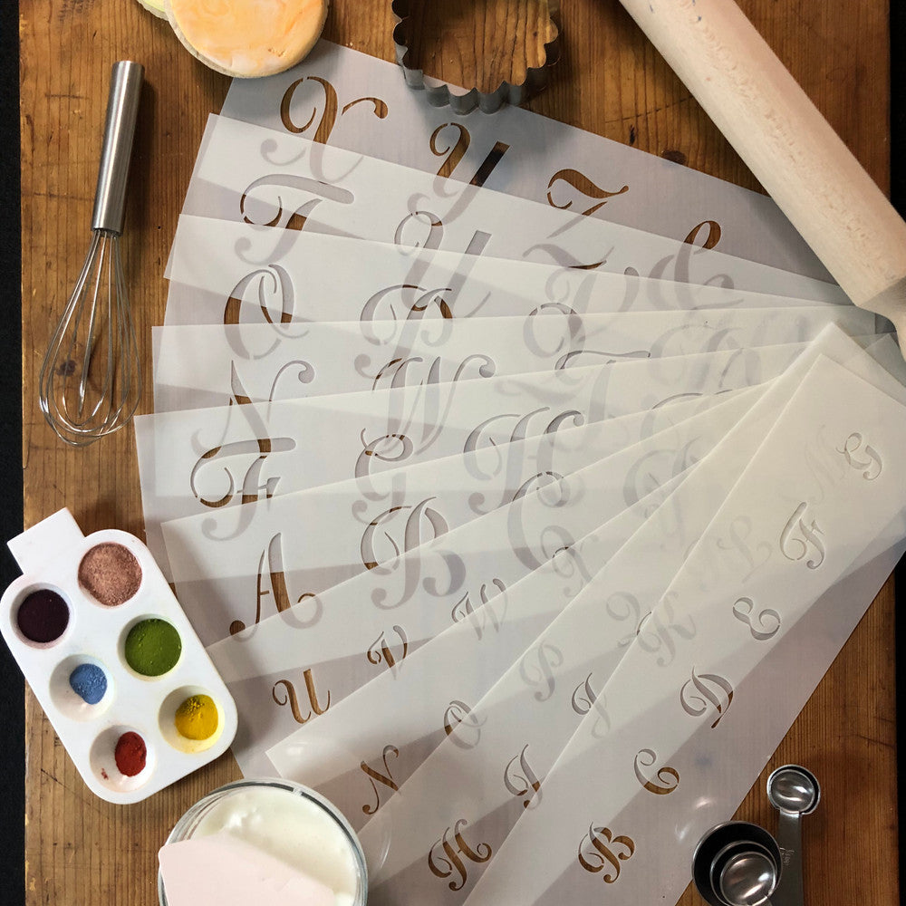 Script Letters A-Z Stencils for Decorating Cakes and Cookies ...