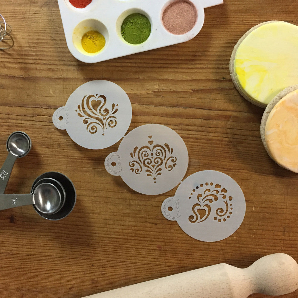 Amore Round Cookie Stencil Sets: Designer Stencils – Confection Couture ...