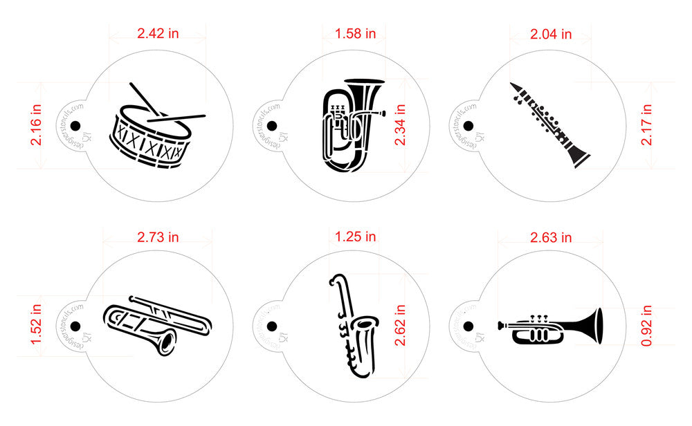 Marching Band Instruments Cookie Stencil Set by Designer Stencils ...