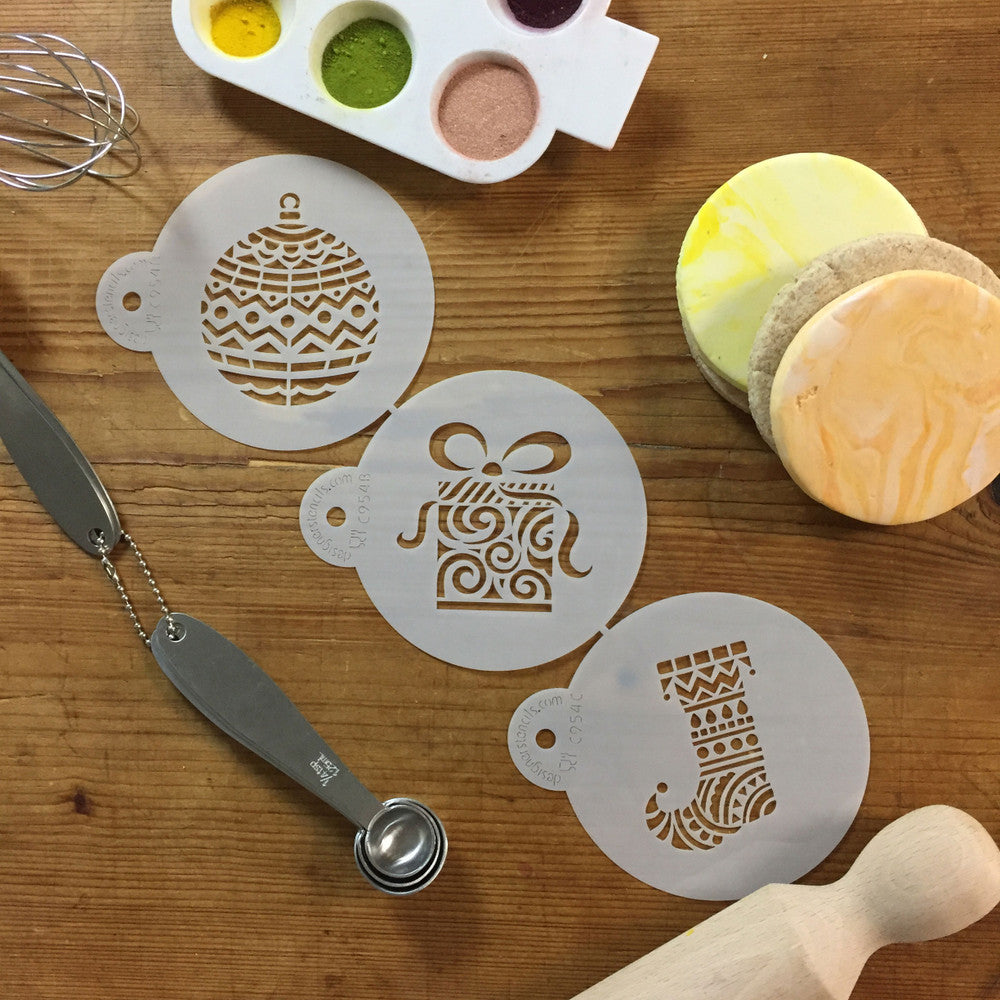 Round Stocking and Ornament Cookie Stencil Set – Confection Couture ...