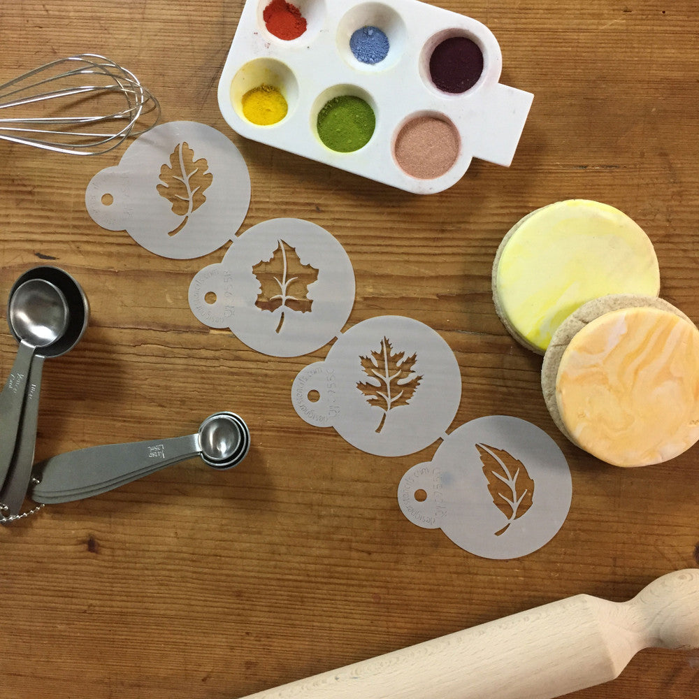 Fall Leaves Round Stencil Set for Cookies and Cupcakes – Confection ...