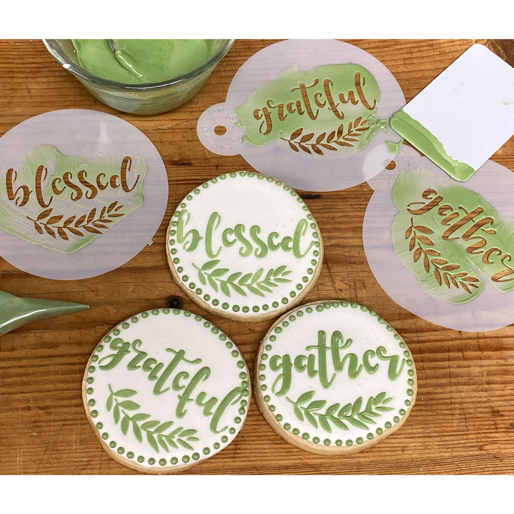 Grateful, Blessed, Gather Stencil Set for Cookies and Cupcakes ...