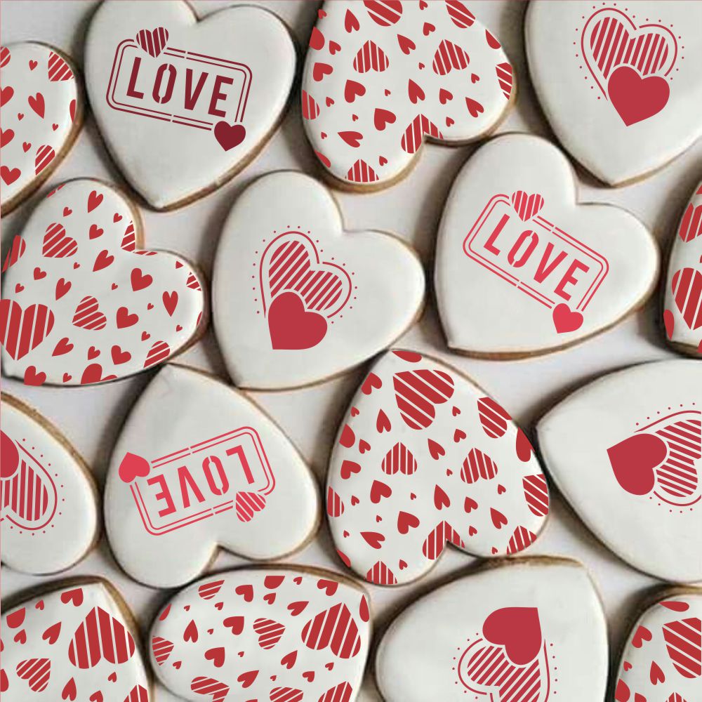 Valentine Hearts Stencil Bundle for Cookie Decorating – Confection ...