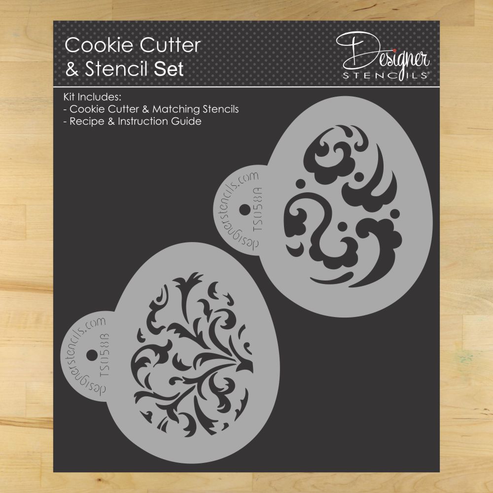 Egg Shaped Cutter and Detailed Stencils for Easter Cookies – Confection Couture Stencils
