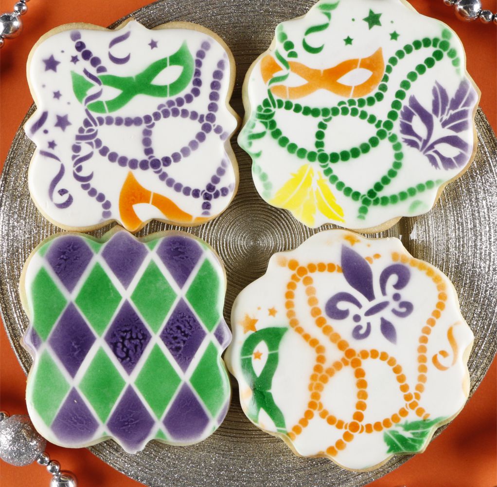 Mardi Gras All Over Cookie Stencil: Decorate Cookies for Mardi Gras ...