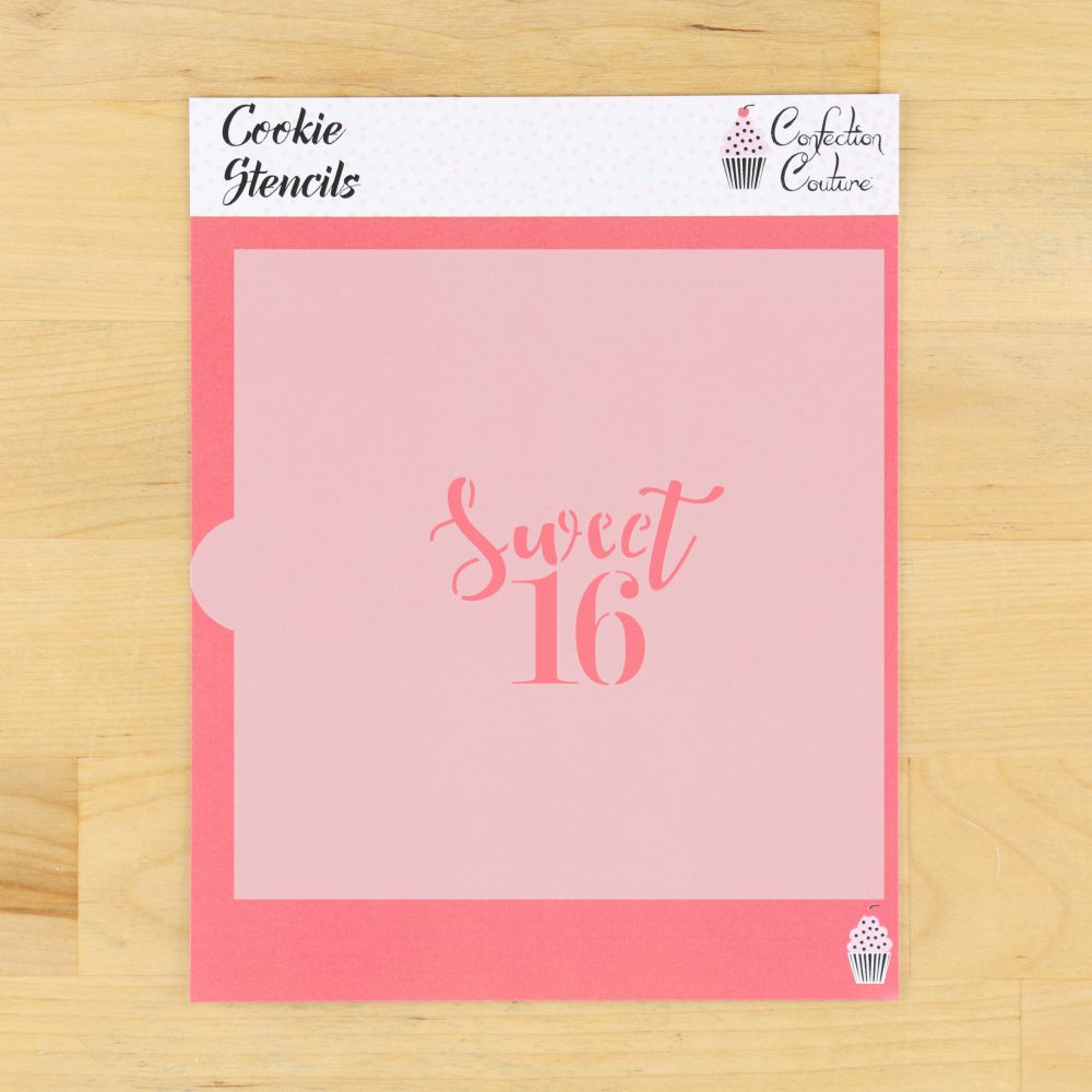 Sweet 16 Cookie Stencil | 16th Birthday Cookies – Confection Couture ...