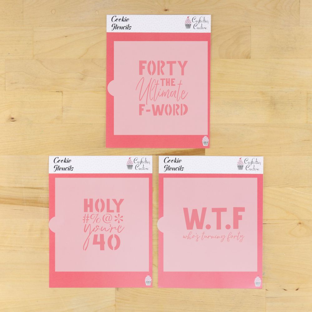 Forty the Ultimate F Word Stencil for Cookies – Confection Couture Stencils