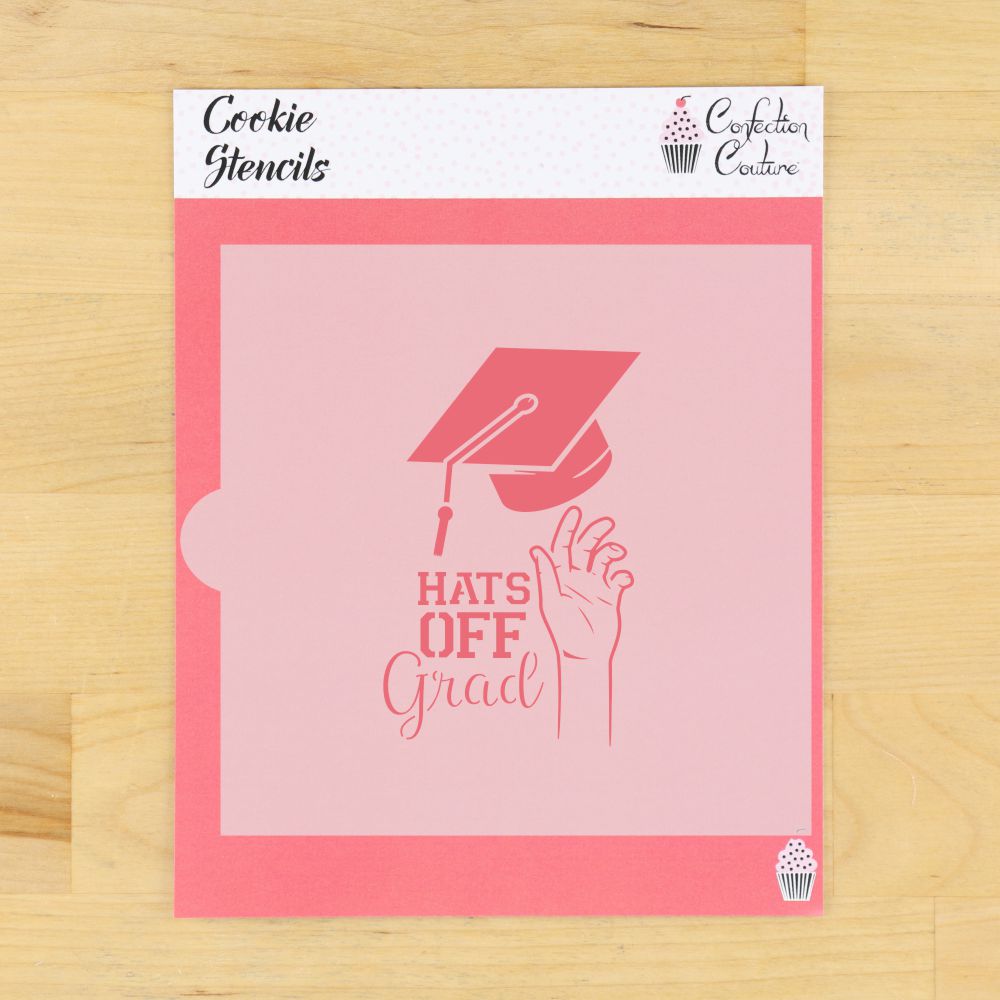 Hats Off Grad Stencil For Graduation Cookies – Confection Couture Stencils