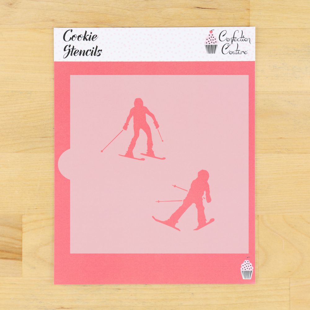 Skier Cookie Stencils | Decorate Skiing Theme Cookies – Confection ...