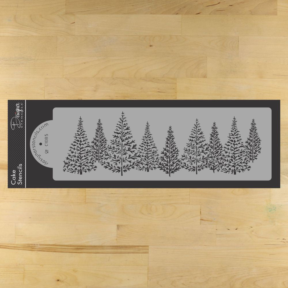 Pine Trees Stencil for Holiday and Birthday Cakes - Confection Couture ...
