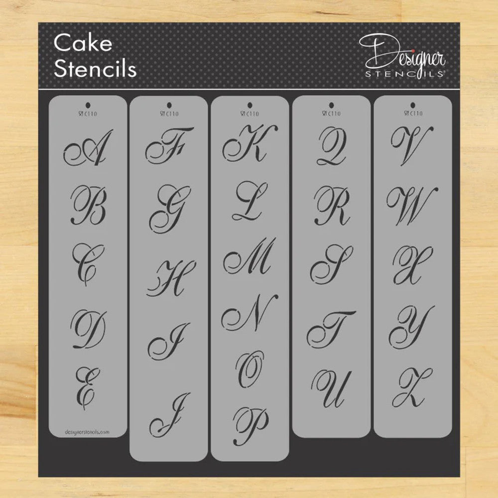 Script Style Alphabet Stencil Set for Cake and Cookie Decorating ...