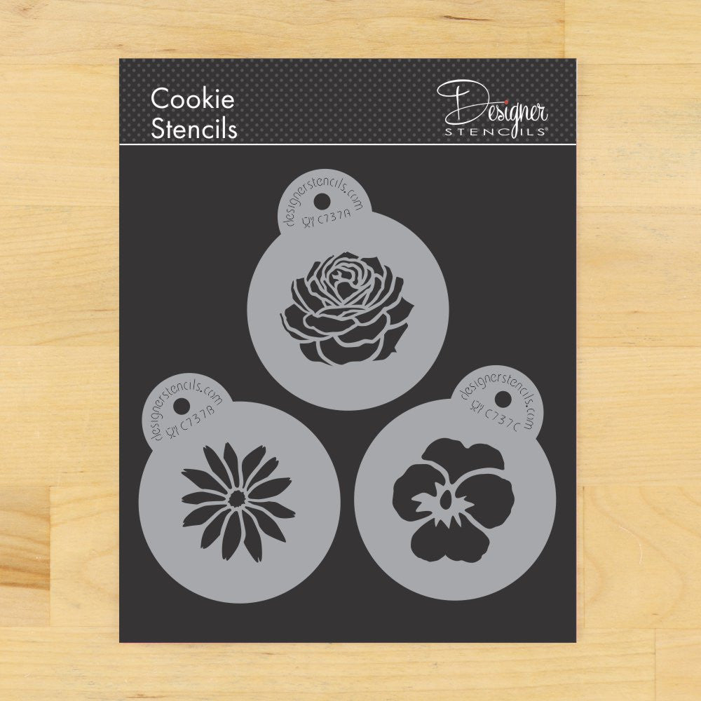 Garden Flowers Round Stencils for Cookie Decorating - Confection ...