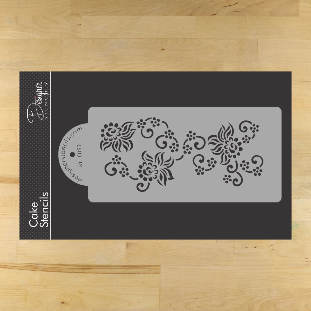 Floral Lace Cake Stencil Side From Designer Stencils – Confection ...