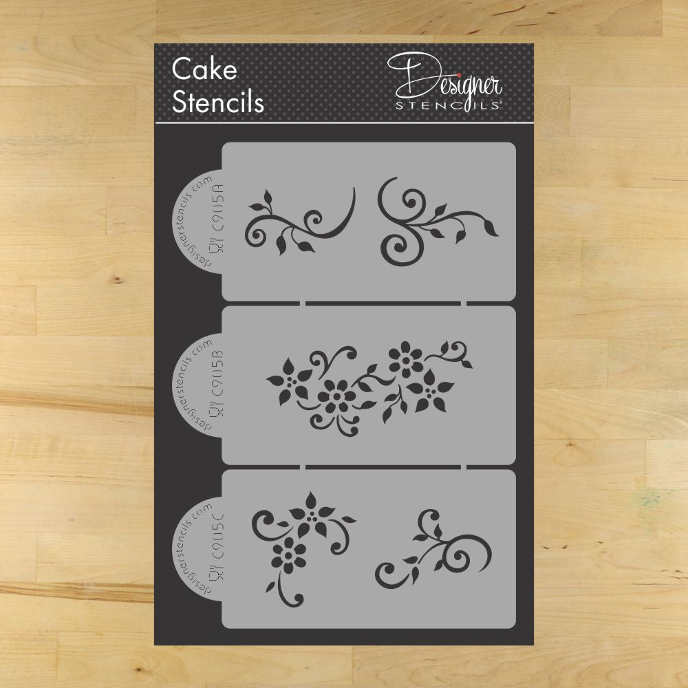 Dainty Floral Spray Stencil Set Trio for Cakes and Cookies – Confection ...