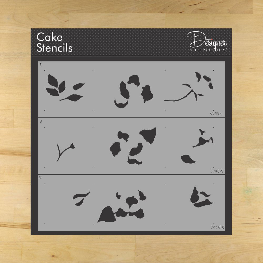 Three Layer Painted Roses Stencil Set for Decorating Cakes – Confection ...