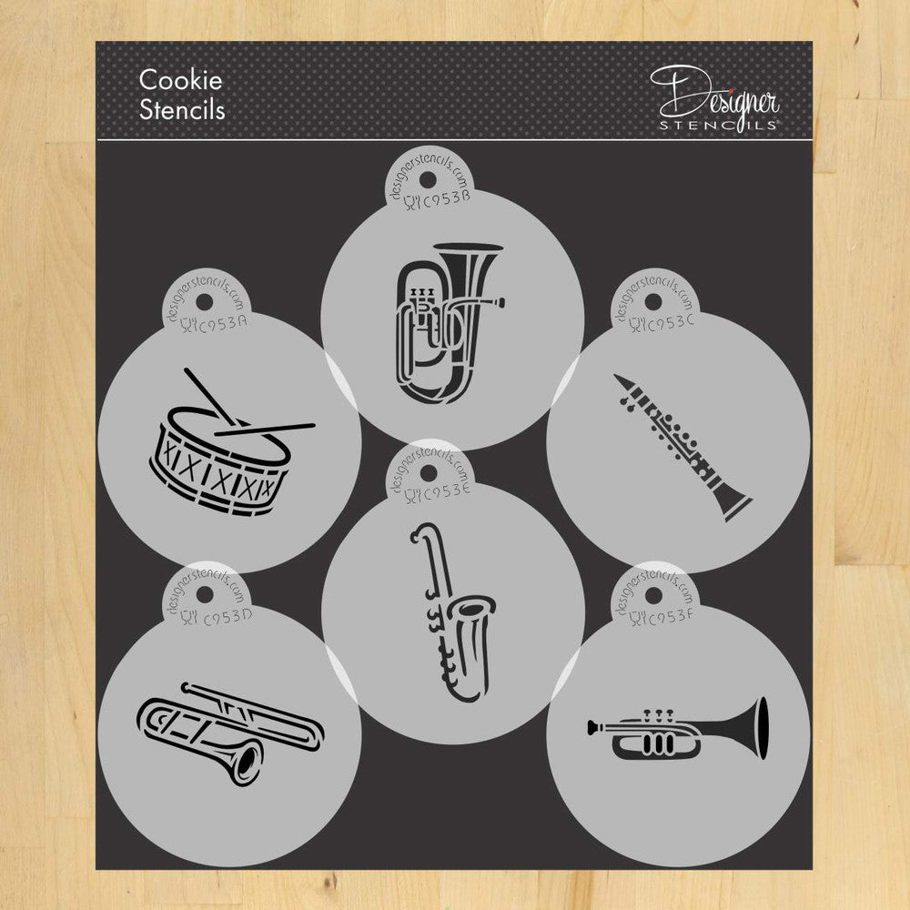 Marching Band Instruments Cookie Stencil Set by Designer Stencils ...
