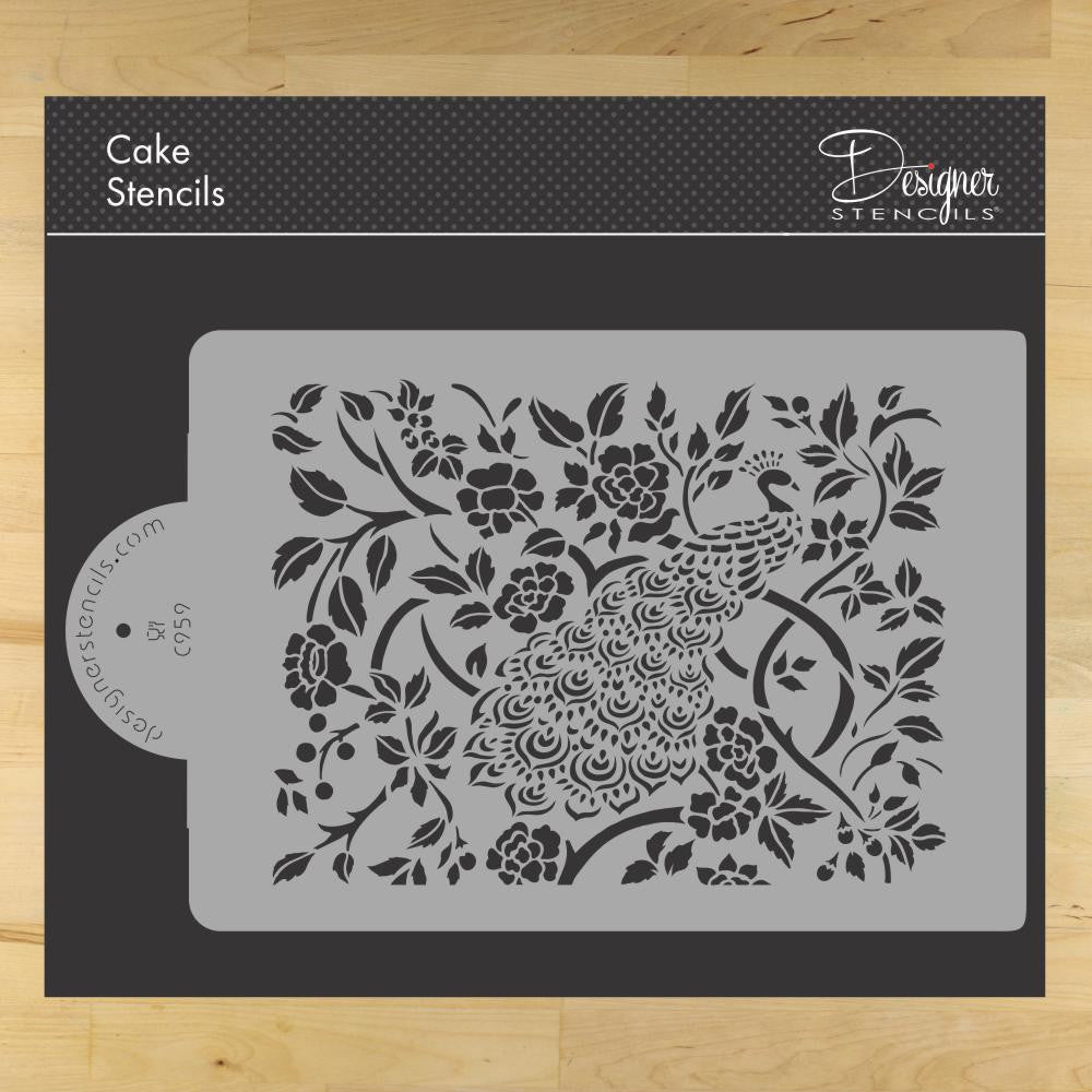 Floral Tree Peacock Stencil for Decorating Cakes – Confection Couture ...