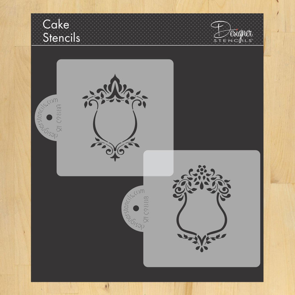 Two Monogram Shield Blocker Stencils for Cookies and Cakes – Confection Couture Stencils