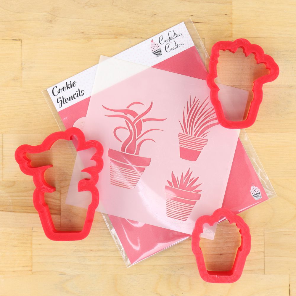 Potted Aloe Plant Stencil for Cookies – Confection Couture Stencils