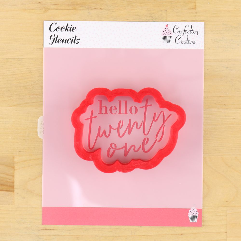 Hello Twenty One Birthday Stencil for Cakes and Cookies – Confection ...