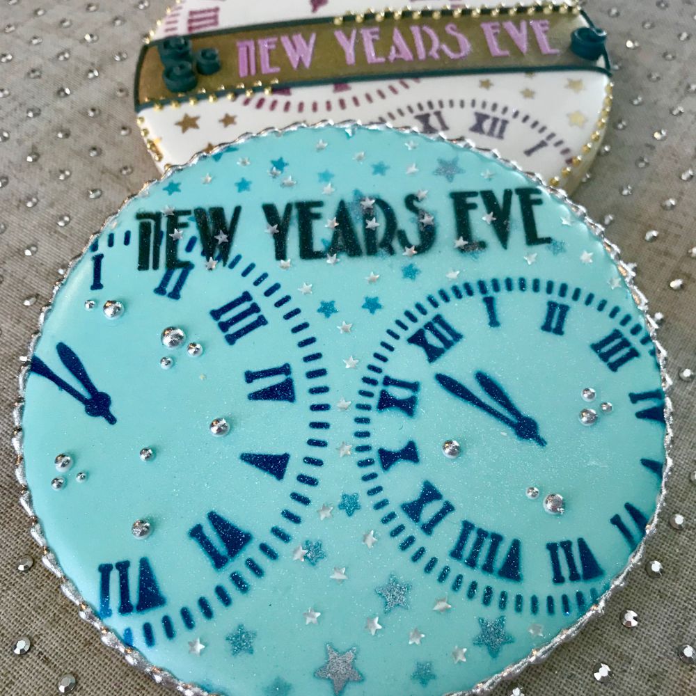 New Years Clocks Prettier Plaque Cookie Stencil 5 Pc Set – Confection ...